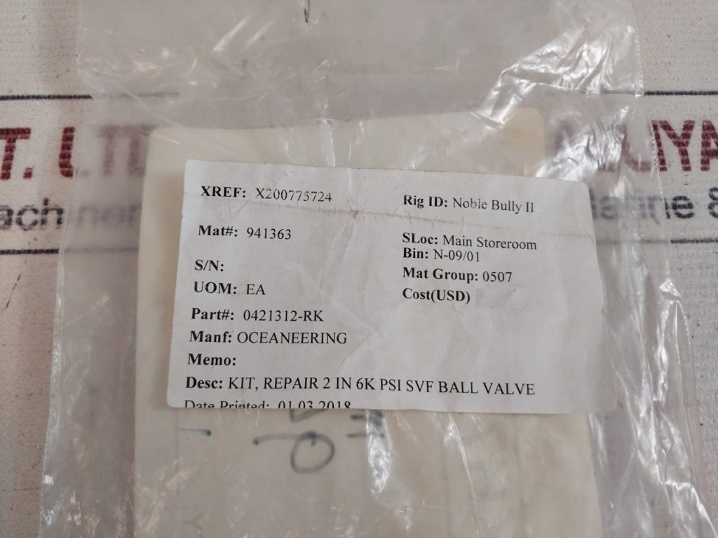 Svf Flow Controls Oceaneering 0421312-rk Valve Repair Kit - Aeliya Marine