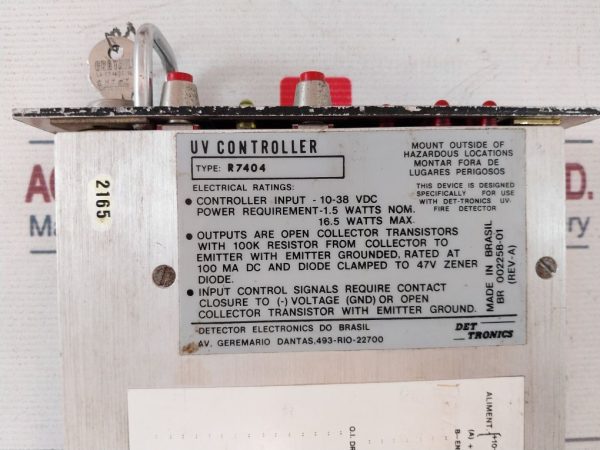 Det-tronics R7404 Uv Controller Flame Detection System 10-38 Vdc ...