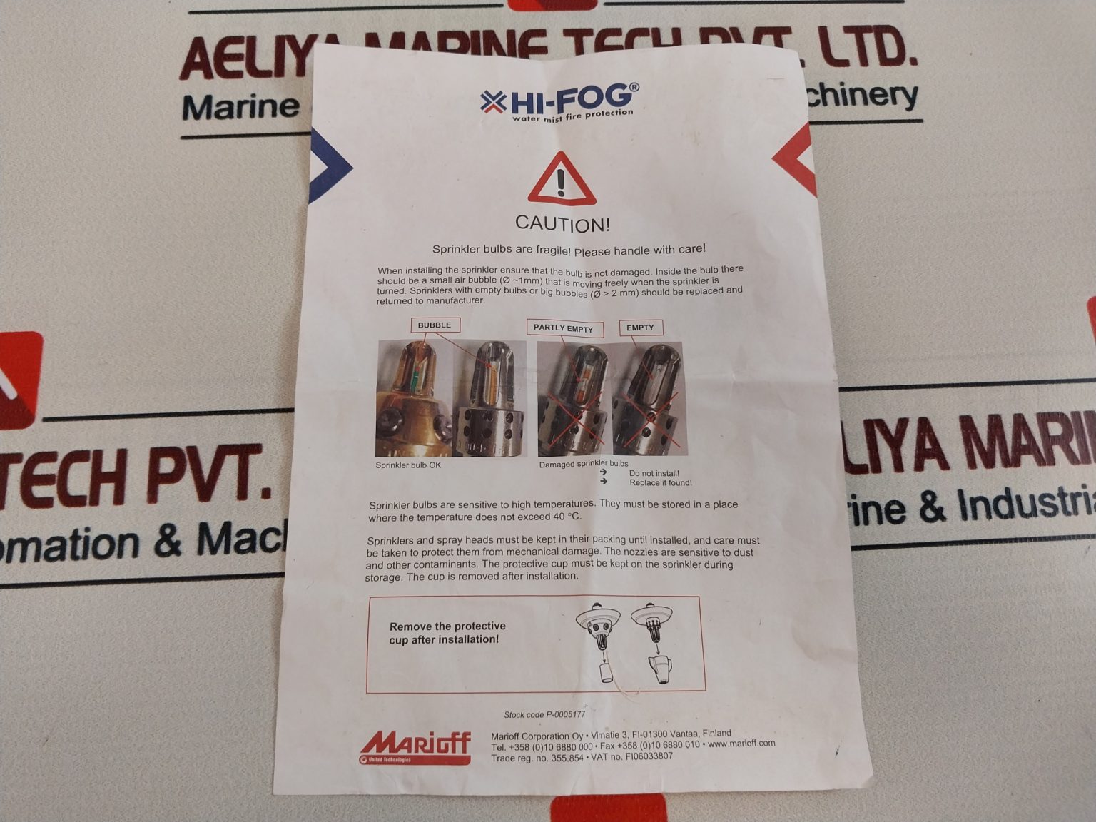 Marioff 401928 Water Mist Fire Protection Sprinkler Head - Aeliya Marine