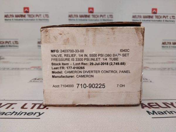 Parker Cameron 4a-lpra-epr-ss-lh-3690 Relief Valve - Aeliya Marine