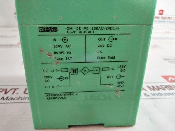 Phoenix Contact Cm 125-ps-230ac/24dc/5 Power Supply - Aeliya Marine