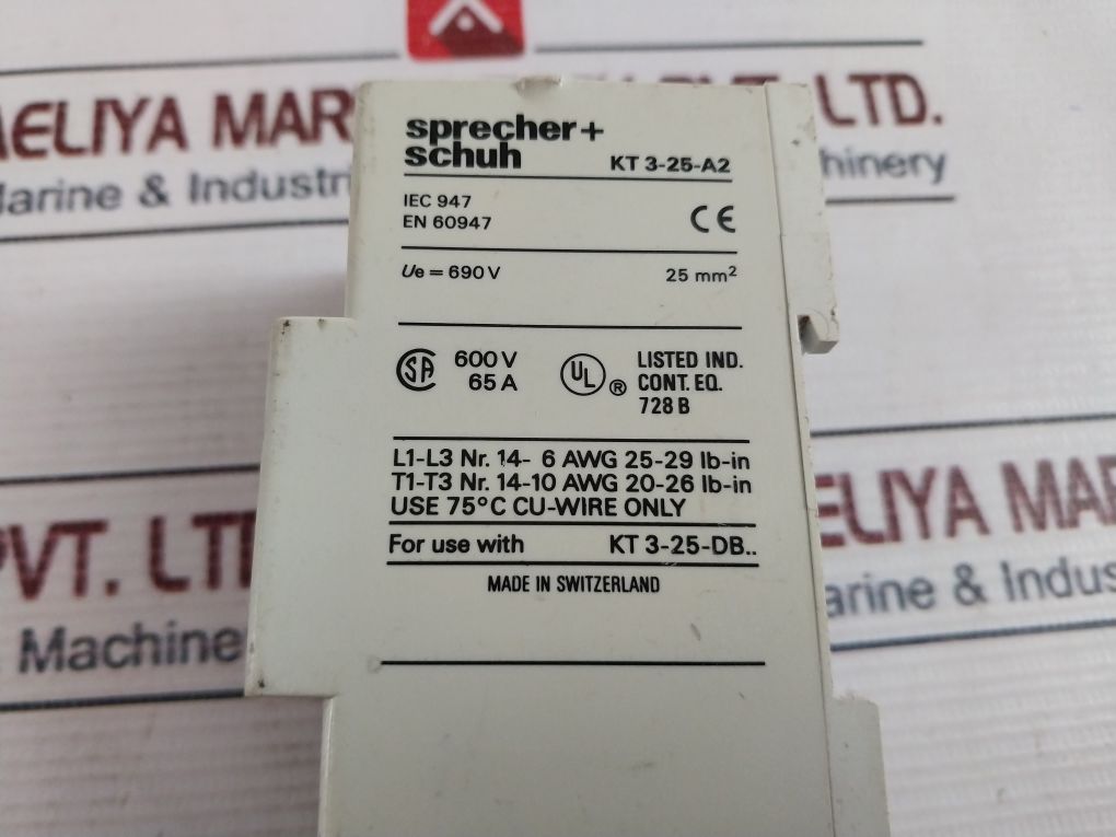 Sprecher+schuh Kt 3-25-a2 Motor Circuit Controller 600v - Aeliya Marine