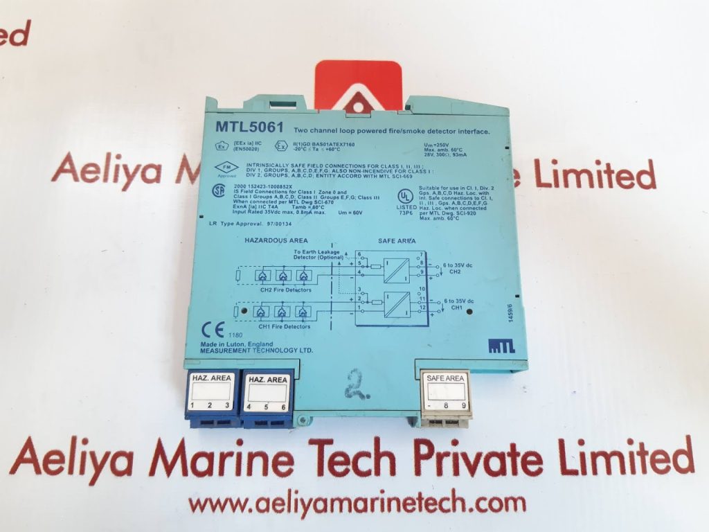 MEASUREMENT MTL5061 TWO CHANNEL LOOP POWERED FIRE/SMOKE DETECTOR ...