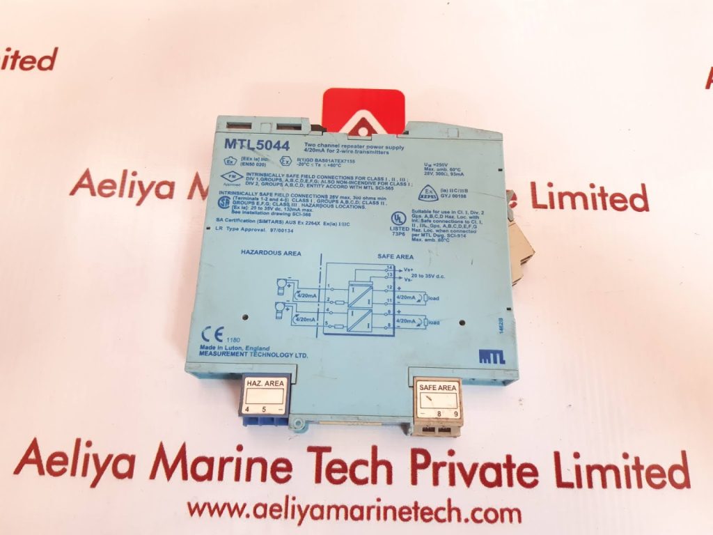 MEASUREMENT MTL5044 TWO CHANNEL REPEATER POWER SUPPLY 4/20MA FOR 2-WIRE ...