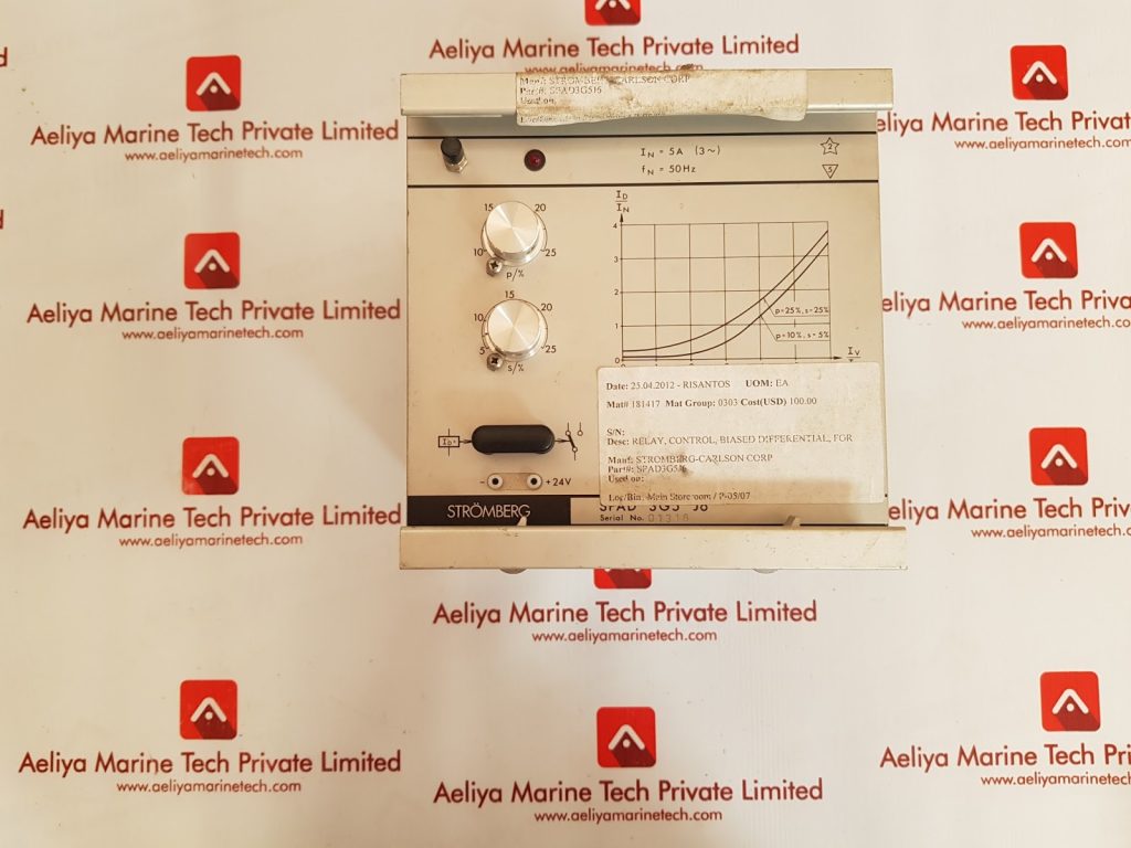 STROMBERG SPAD3G5J6 GENERATOR DIFFERENTIAL PROTECTION RELAY - Aeliya Marine